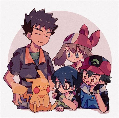 Safebooru 1girl 3boys Ash Ketchum Bandana Black Gloves Black Hair