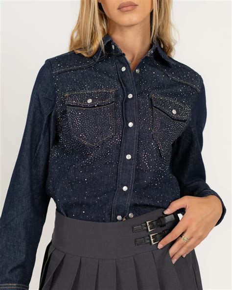 Camicia In Strass Blue Cvg Gold
