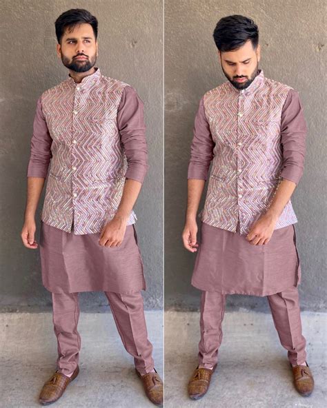 Mens Traditional Wear Indo Western Koti Kurtaskurta Payjama Set Men