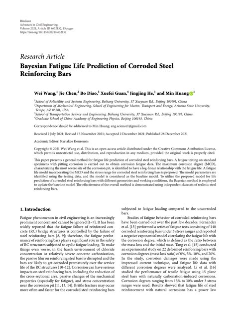 Pdf Bayesian Fatigue Life Prediction Of Corroded Steel Reinforcing Bars