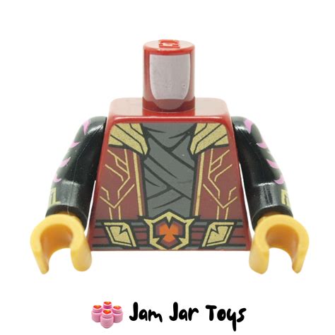 Lego Lord Ras Dark Red Torso Gold Circuitry Dark Bluish Grey Bandages Belt T0162