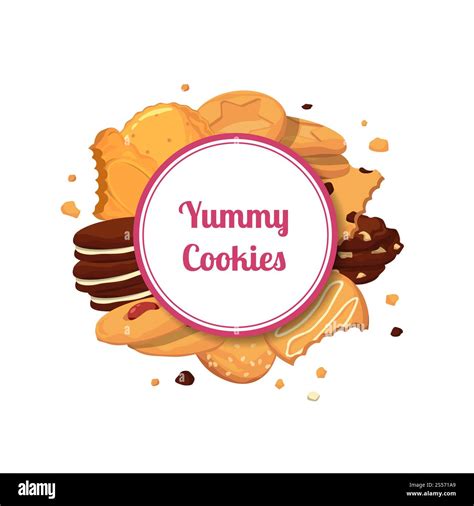 Vector Cartoon Cookies Under Circle With Place For Text Illustration