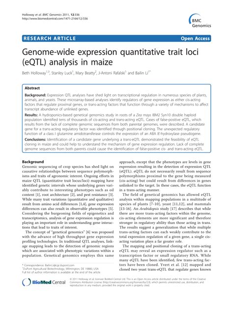 Pdf Genome Wide Expression Quantitative Trait Loci Eqtl Analysis In