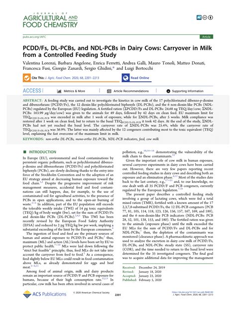 Pdf Pcddfs Dl Pcbs And Ndl Pcbs In Dairy Cows Carryover In Milk