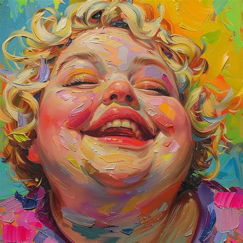 Happy Chubby Blonde Girl Artistic Style Premium Ai Generated Image