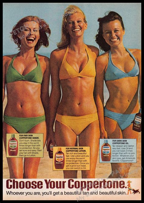 1977 Coppertone Vintage Ad Beautiful Tan Bikinis 8 5x11 — Fetch The