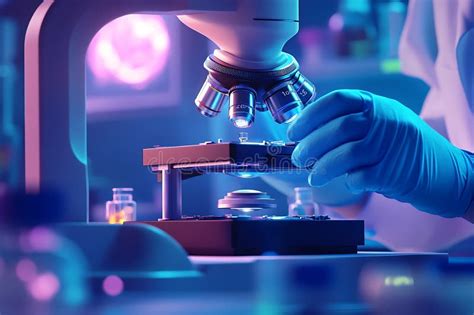 Microscopic Examination A Close Up View Of Scientific Research In A Modern Laboratory Setting