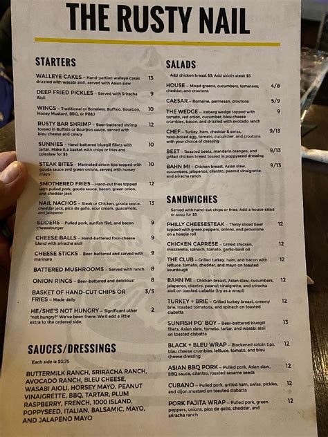 Menu At Rusty Nail Pub And Bar Battle Lake Menu At Rusty Nail Pub And Bar Battle Lake