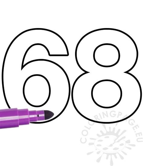 Number 68 Template Coloring Page