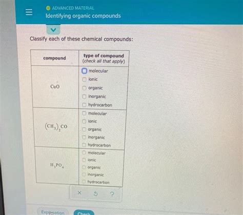Solved © Advanced Material Identifying Organic Compounds