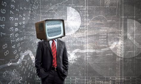 Man With Tv Instead Of Head Mixed Media Mixed Media Stock Image