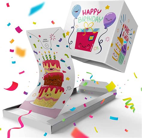 Boom Exploding Confetti Birthday Card Party Time Prank Confetti Pop Up Surprise Greeting