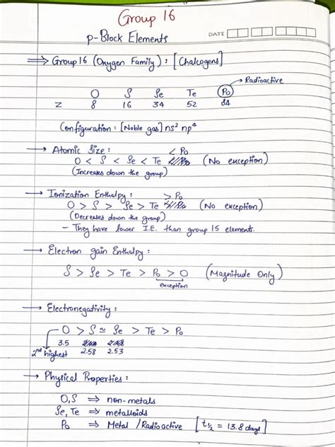 Group 16 Elements For Jee Pdf