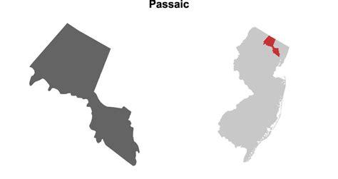 Passaic County New Jersey Blank Outline Map Set 56388774 Vector Art At