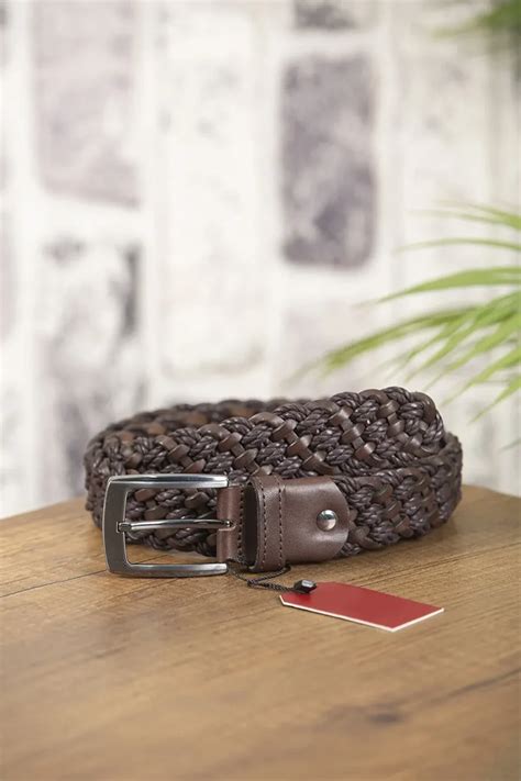 Buy Brown Male Belt Woven Leather