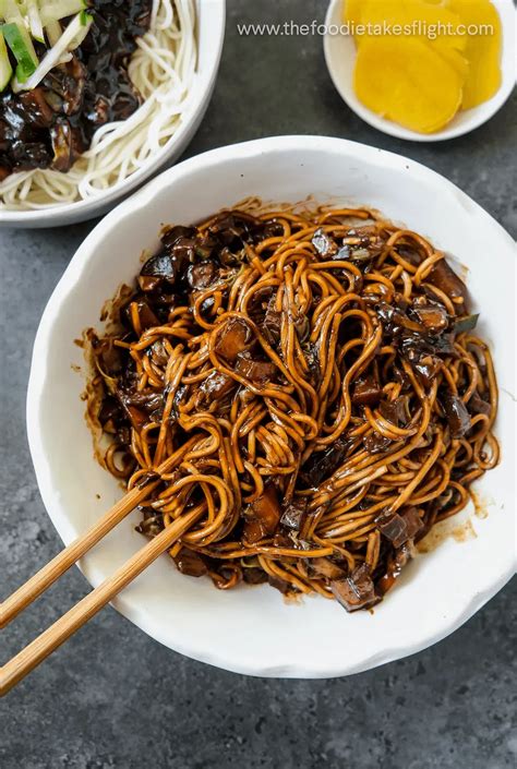 Vegan Jjajangmyeon Noodles In Black Bean Sauce