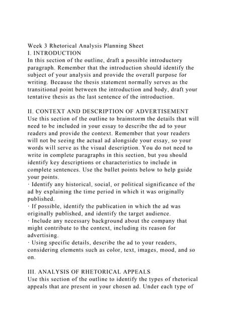 Week 3 Rhetorical Analysis Planning Sheeti Introductionin Thidocx