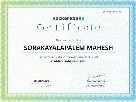 Mahesh S On Linkedin Problemsolving Skills Hackerrank