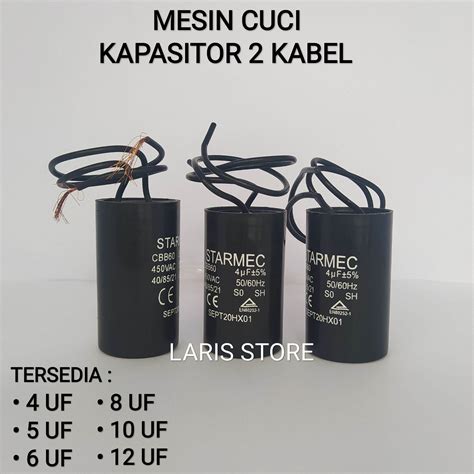 Kapasitor Mesin Cuci Single 2 Kabel Universal Semua Merk Lengkap 4 Uf 5