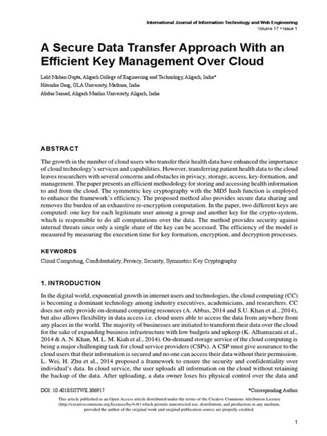 a secure data transfer approach with an efficient key management over