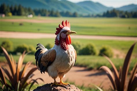 Premium Ai Image Big Rooster Crowing Gorgeous Feather Cockscomb