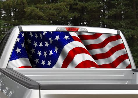 Waving American Flag Rear Window Graphic Mid Atlantic Designs
