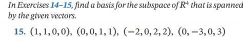 in exercises 14 15 find a basis for the subspace of