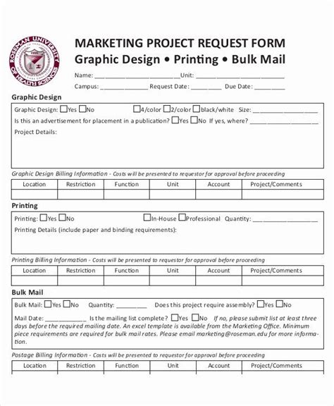Graphic Design Request Form Template