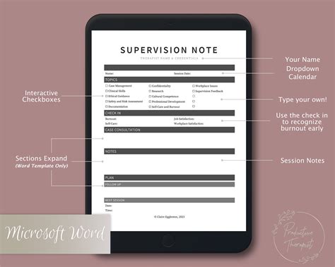 Supervision Note Template For Supervisors Pre Licensed Therapists