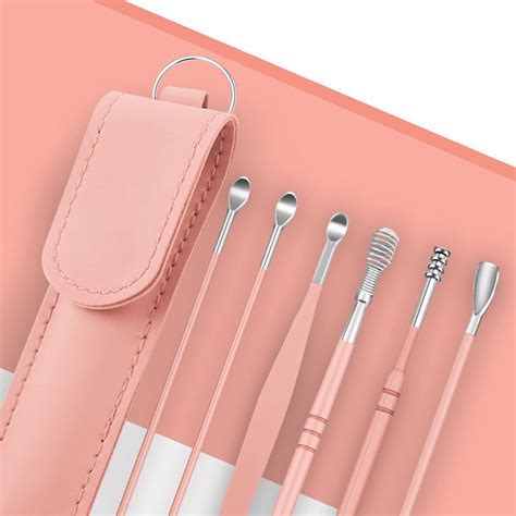 Stainless Steel Ear Wax Removal Tool Kit 6 Piece Portable Ear Cleaner