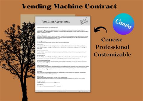 Vending Machine Agreement Template Customizable Editable Contract Etsy