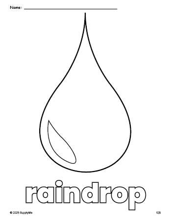 Free Printable Raindrop Coloring Page For Preschool Pre K And