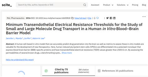 Citation Report Minimum Transendothelial Electrical Resistance