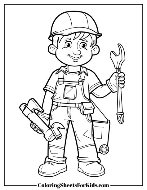 Coloring Construction Worker Pages Hat Mickey Mouse Workers Colouring