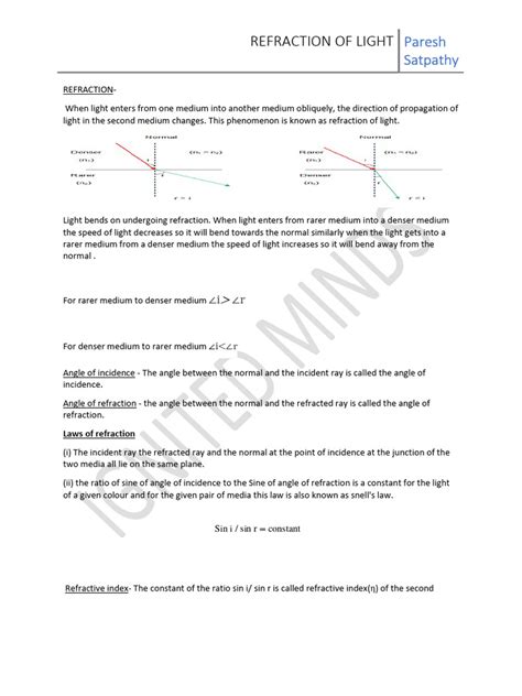 Refraction Ignited Pdf Refractive Index Refraction