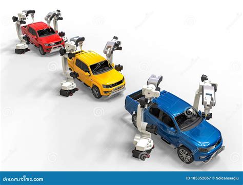 Automotive Manufacturing Business Automatic Assembly Line Royalty Free