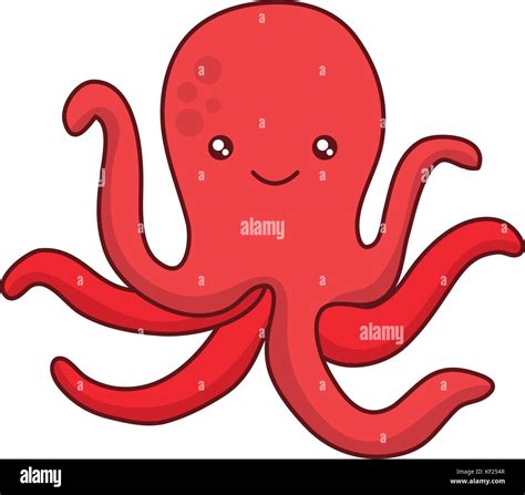Cute Octupus Icon Over White Background Vector Illustration Stock