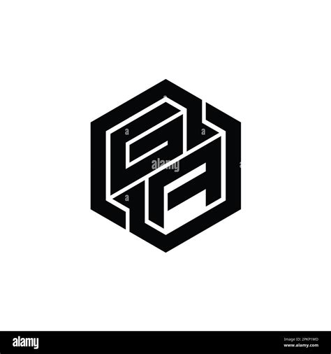 Ga Logo Monogram Gaming With Hexagon Geometric Shape Design Template