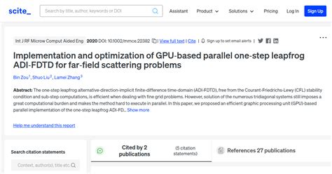 Implementation And Optimization Of Gpu‐based Parallel One‐step Leapfrog Adi‐fdtd For Far‐field