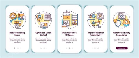 Onboarding Mobile App Page Screen With Concepts To Optimize And Organize Warehouse Operations