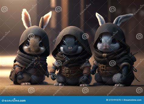 Mini Fighting Ninjas Battling With Precision And Skill Ai Generated Illustration Royalty Free