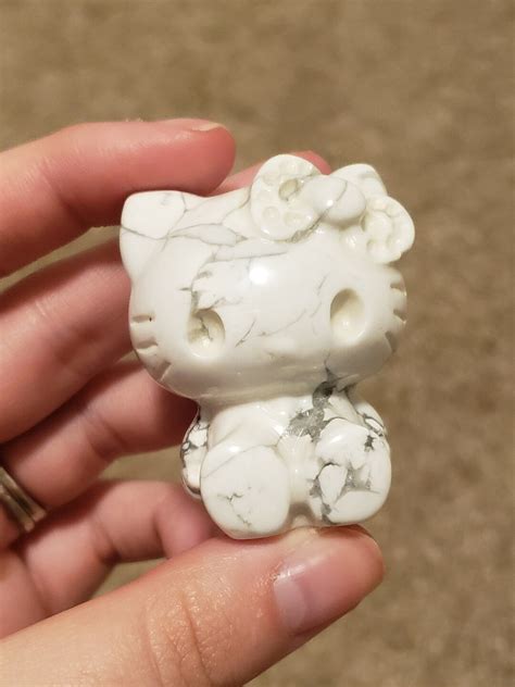 Hello Kitty Howlite Hello Kitty Crystal Crystal Hello Kitty Sanrio Crystal Etsy
