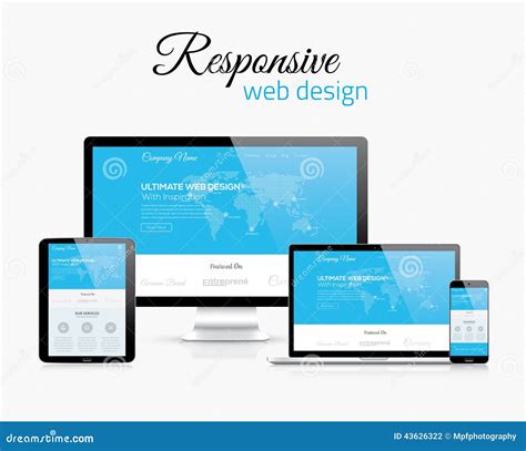 Responsive Web Design In Modern Flat Vector Style Concept Image Stock Vector Illustration Of