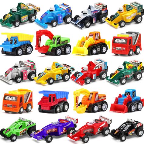 Pull Back Car 20 Pcs Assorted Mini Truck Toy And Race Car Toy Kit Set