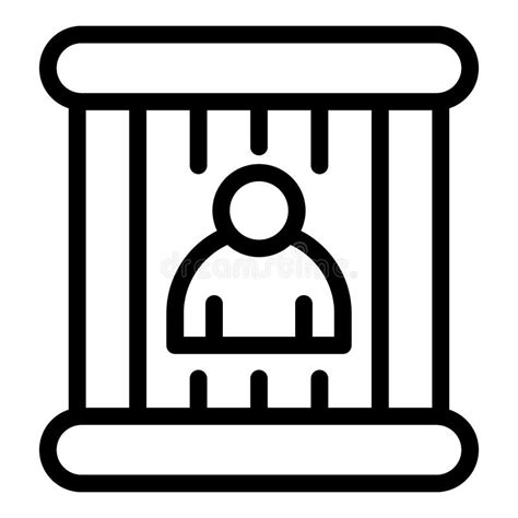 Man Behind Bars Icon Outline Style Stock Vector Illustration Of Linear Cell 179718429