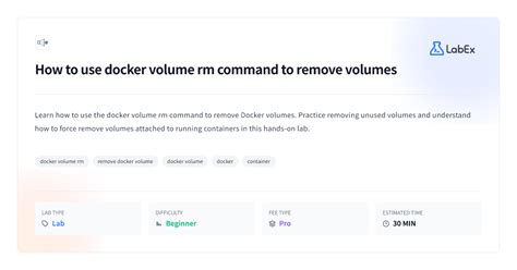 how to use docker volume rm command to remove volumes labex
