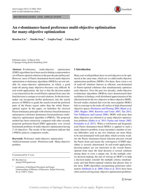 An R Dominance Based Preference Multi Objective Optimization For Many