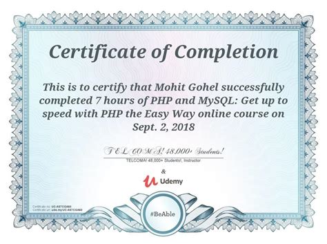 mohit gohel on linkedin udemy phpandmysql udemycertified