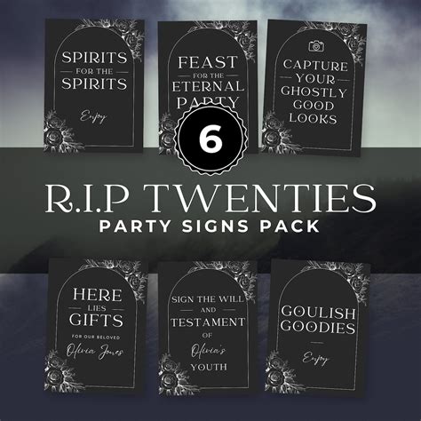 Rip Twenties Party Signs Pack Funny Canva Templates For 30th Birthday