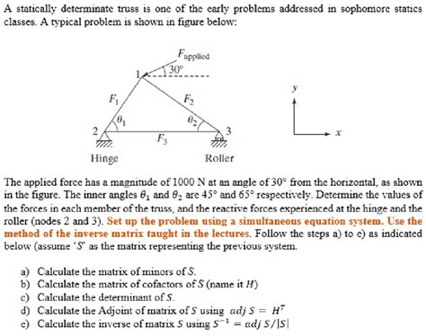 Solved A Statically Determinate Truss Is One Of The Early